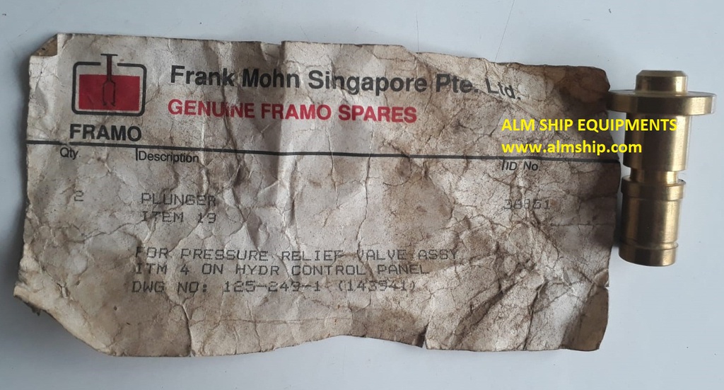 PLUNGER FOR FRAMO | ALM SHIP EQUIPMENTS